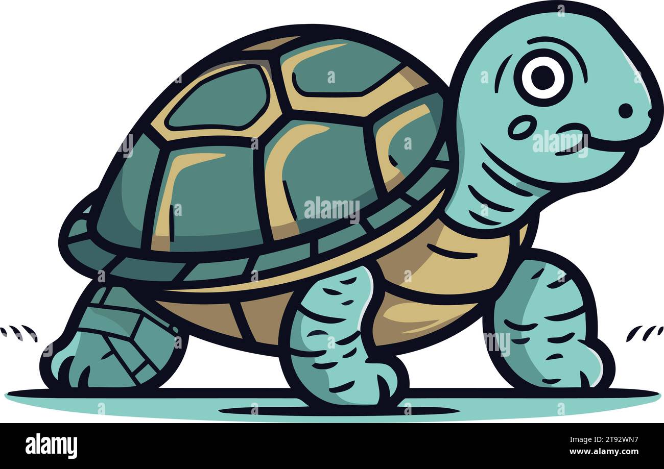 Cartoon Turtle. Vector illustration of a tortoise on a white background ...
