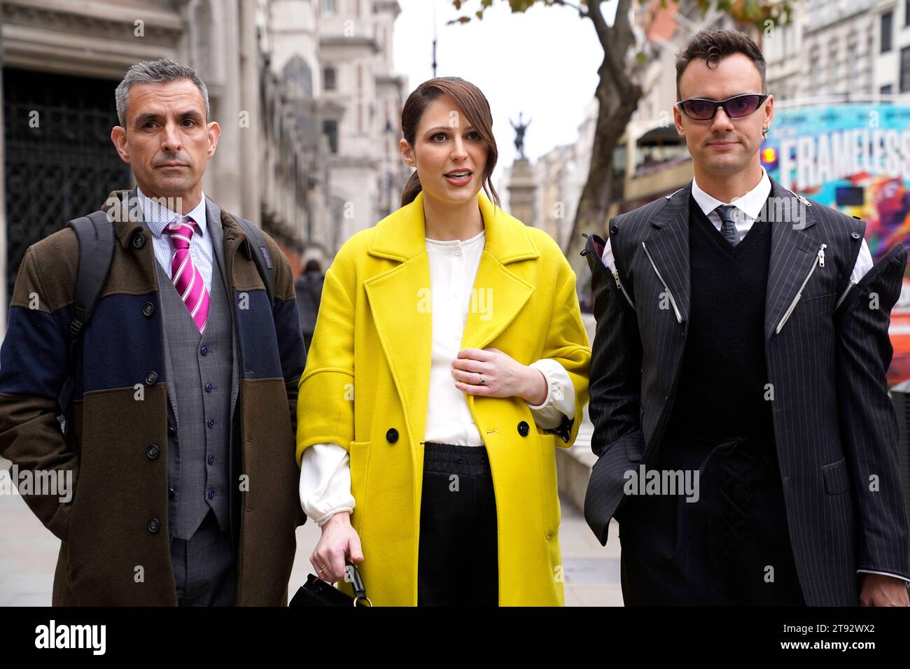 Simon Blake (left), Nicola Thorp and Colin Seymour (right) arriving at ...