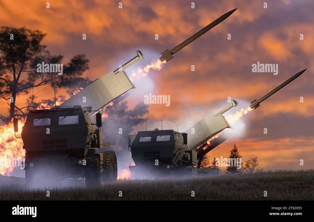 High Mobility Rocket Artillery System during firing Stock Photo - Alamy