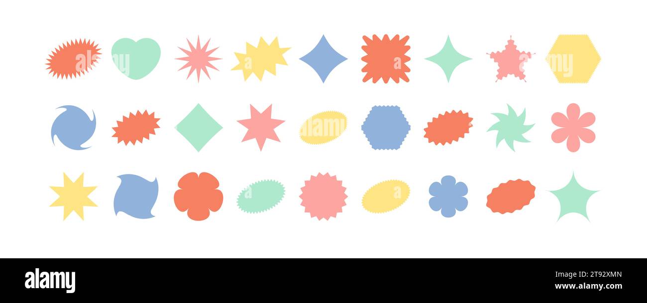 Set of flat starburst speech bubbles. Design elements for promo ...