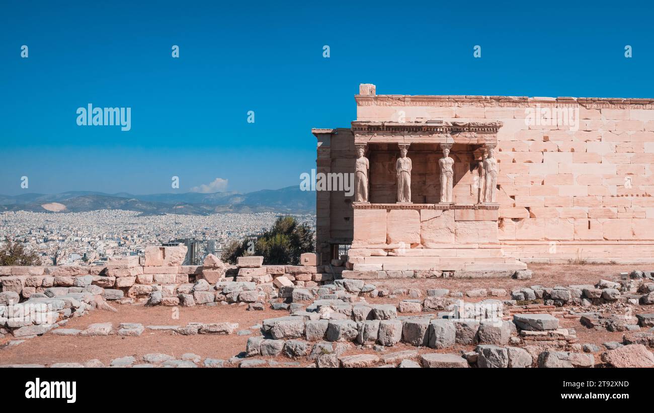 Erechtheion temple with Caryatid Porch on the Acropolis, Athens, Greece ...