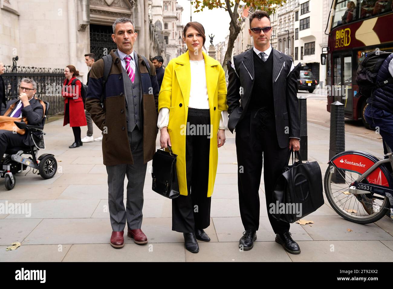 Simon Blake (left), Nicola Thorp and Colin Seymour (right) arriving at ...
