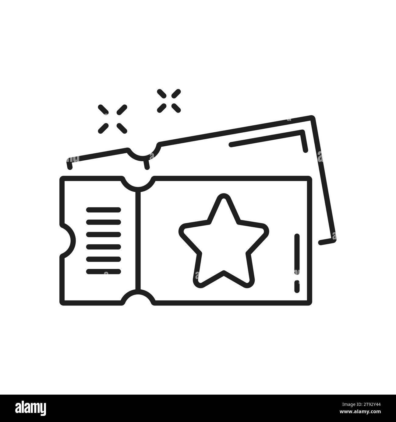 Outline ticket with star, pass isolated outline icon. Vector gift ...