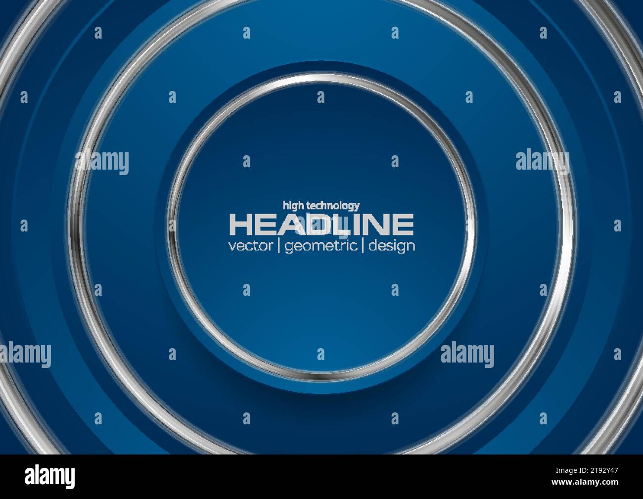 Technology blue abstract background with metallic circles. Geometric ...