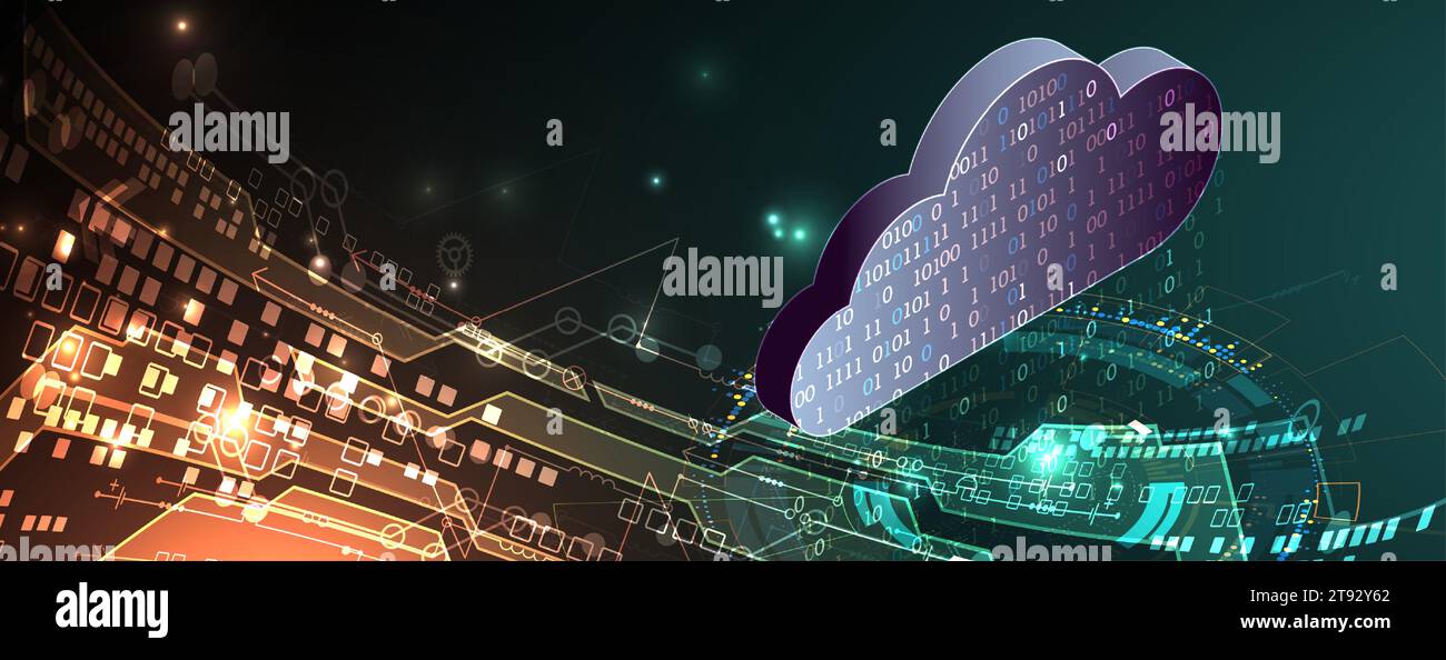 Cloud computing concept.Abstract connection technology background. Hand drawn vector Stock ...