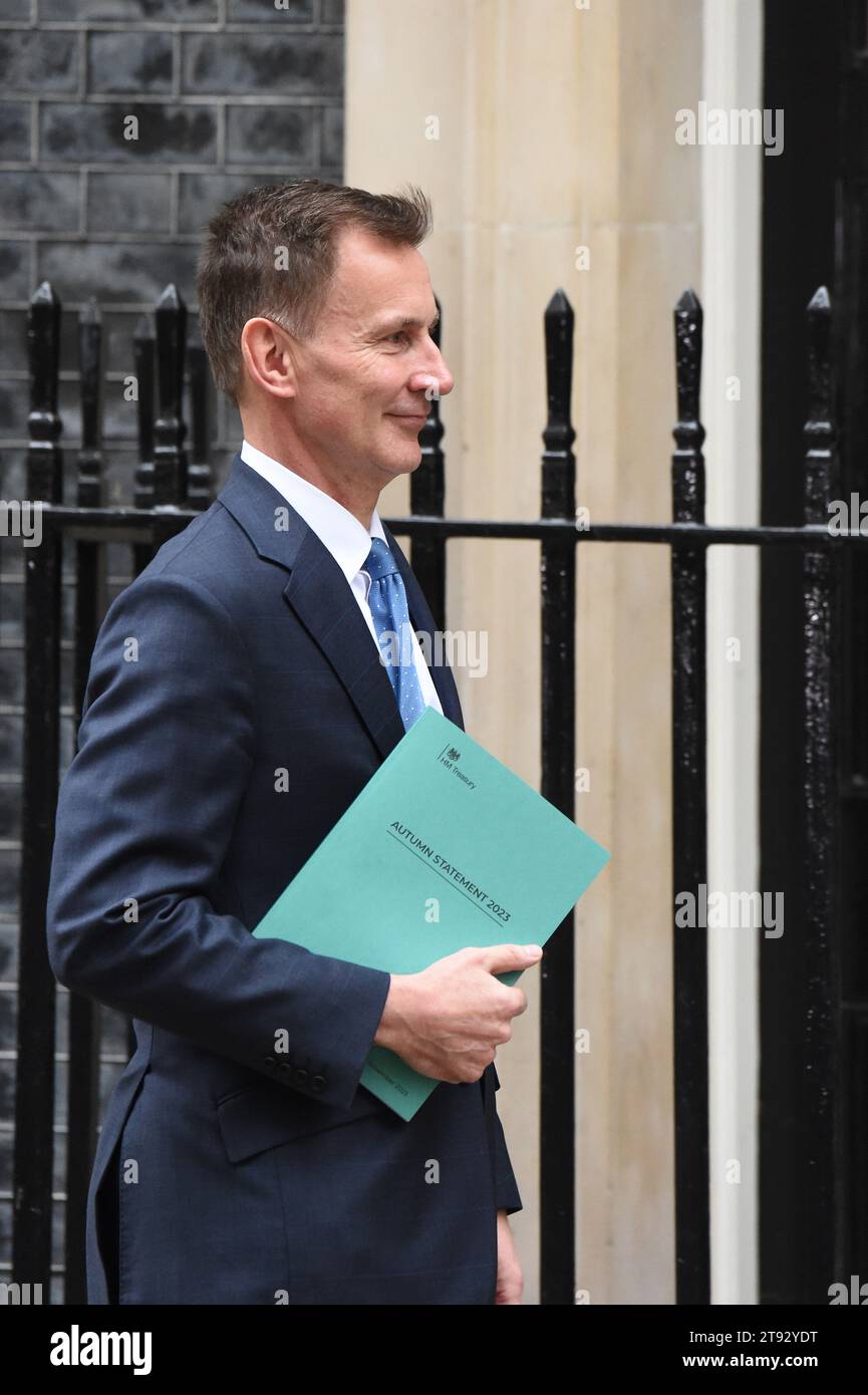 London, UK. 22nd Nov, 2023. Chancellor of the Exchequer Jeremy Hunt ...