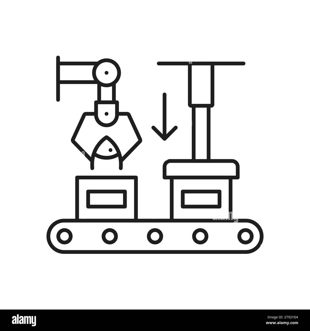 Manufacture line icon. Manufacturing of ready-made fish products ...