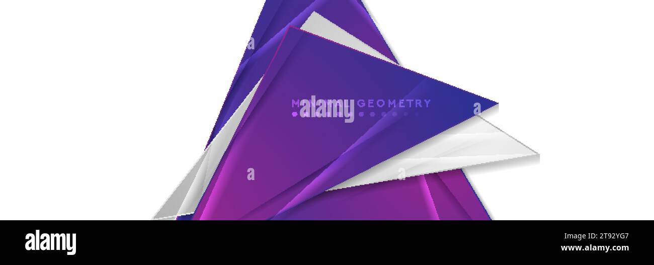 Violet and grey shiny glossy triangles abstract geometry background ...