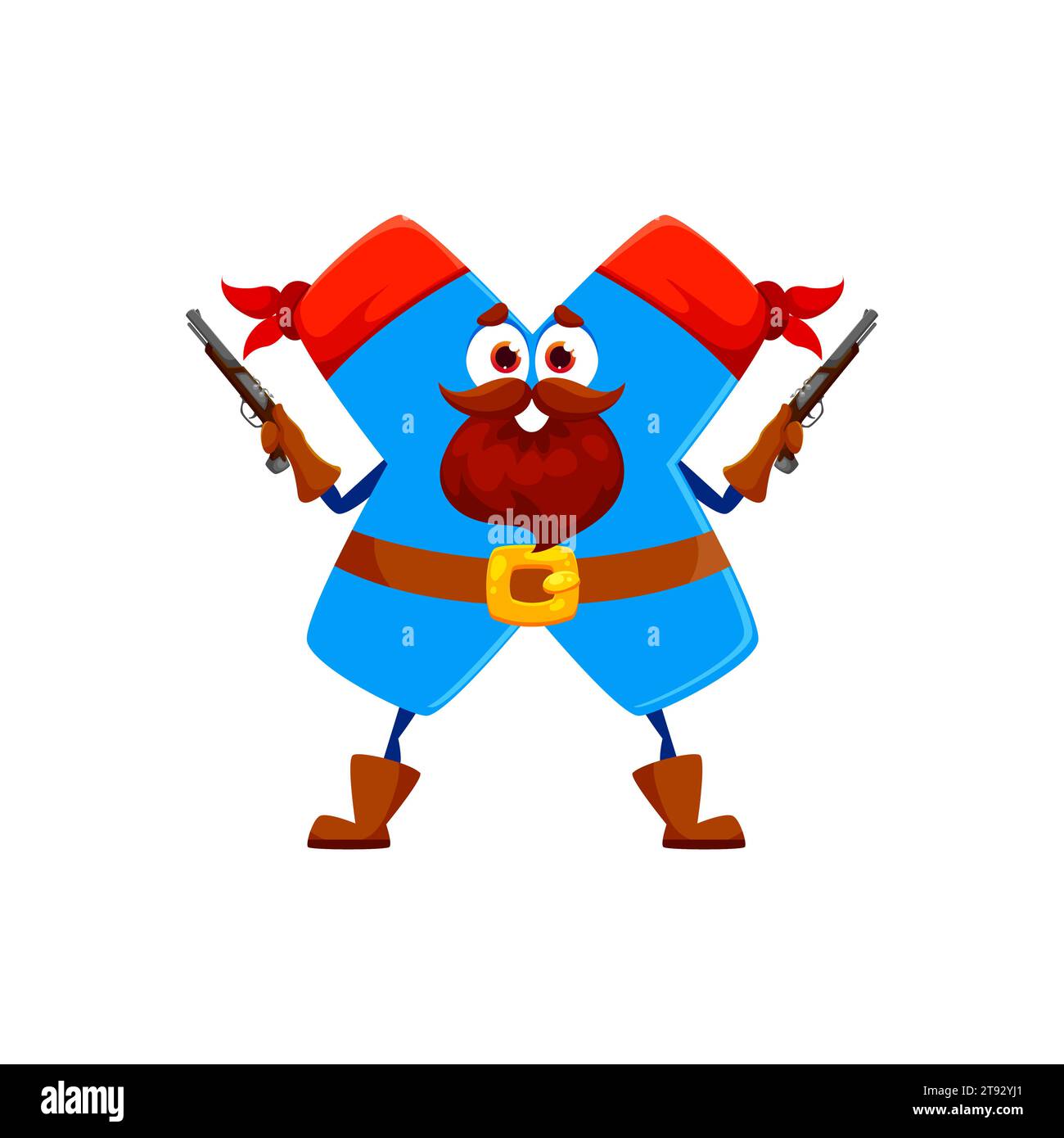 Cartoon funny multiplication sign pirate and corsair character ...