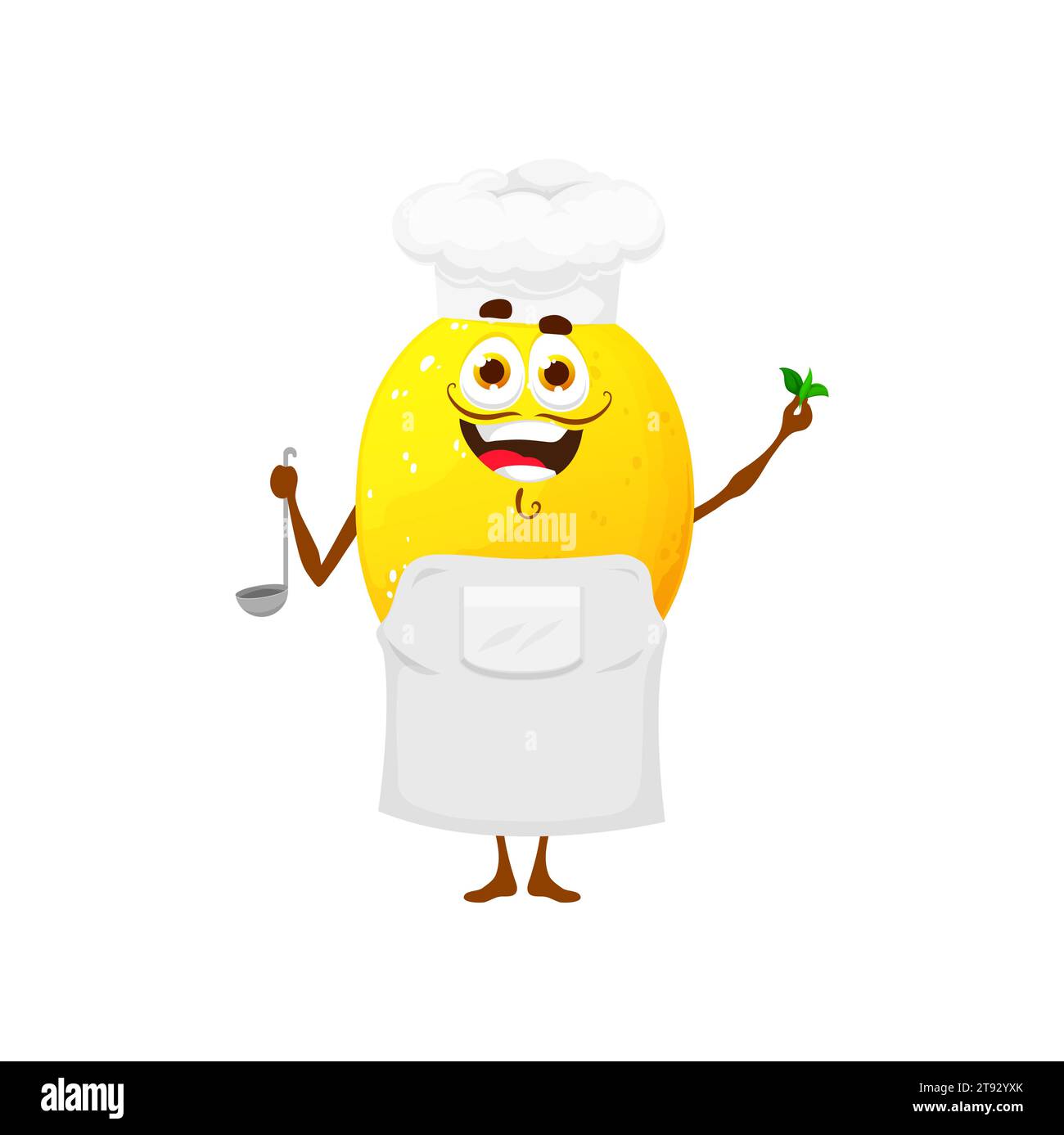 Cartoon chef lemon character holding cooking utensils. Isolated vector ...