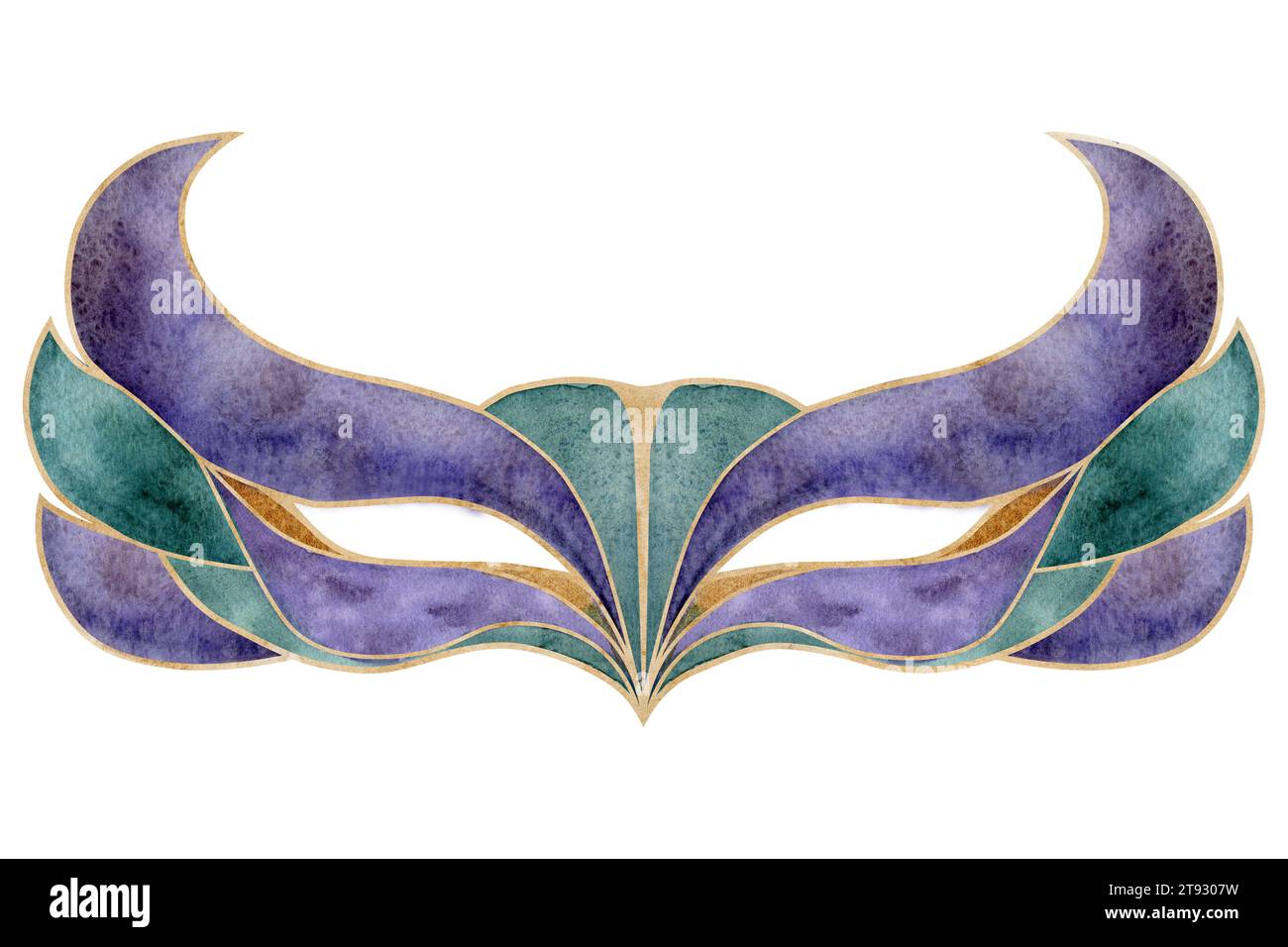 Hand drawn watercolor Mardi Gras carnival symbols. Theater masquerade ...