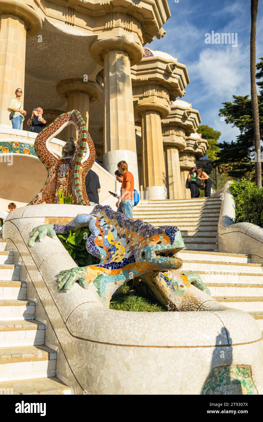 Gorgeous and amazing Park Guel in Barcelona. Barcelona Park Guell of ...
