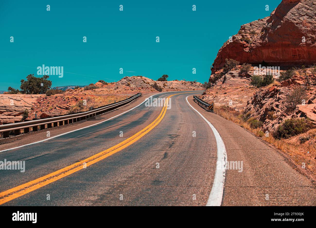 Route 66. Natural american landscape with asphalt road to horizon Stock ...
