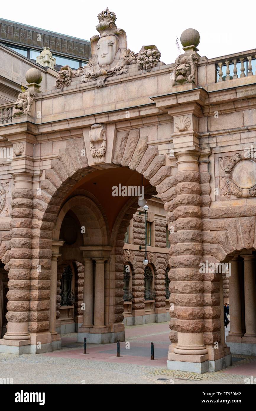 Stockholm Sweden: Riksdagshuset or Parliament House, Riksdag. Arched ...