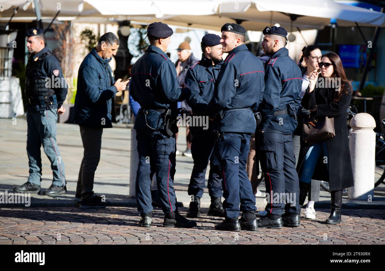 Police officers patrol the city center of Parma Italy Stock Photo - Alamy