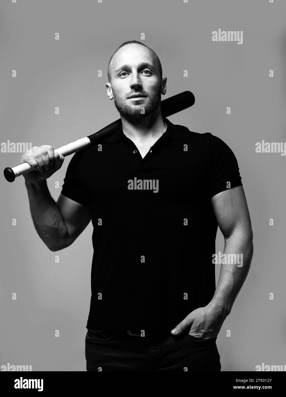 Brutal man, serious face of handsome male model, concept of men power ...