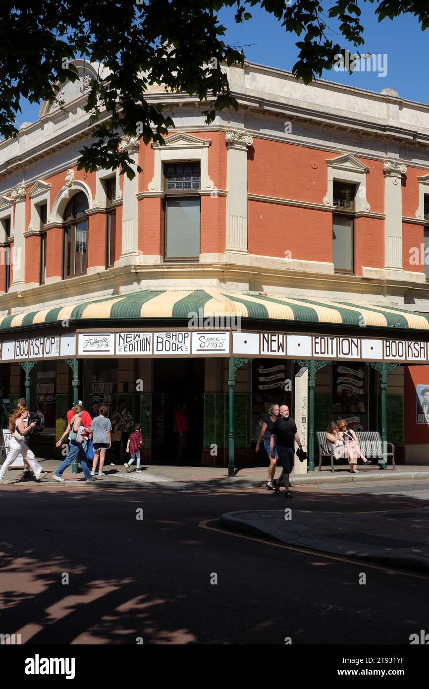 New Edition Bookshop, Fremantle, a late Victorian building with striped ...