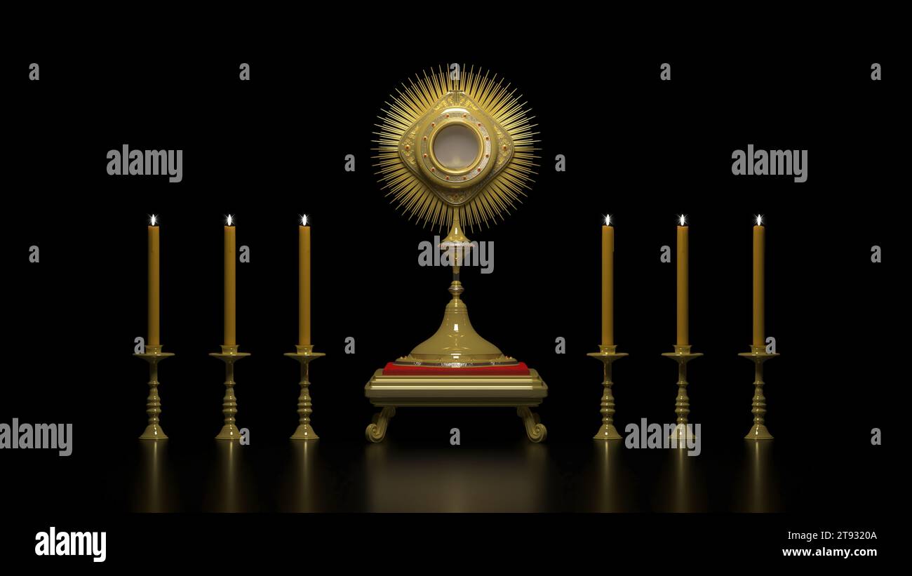 A monstrance containing the consecrated host, which is Our Lord Jesus ...