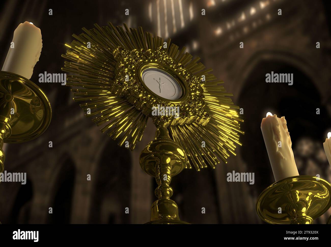 A monstrance containing the consecrated host, which is Our Lord Jesus ...