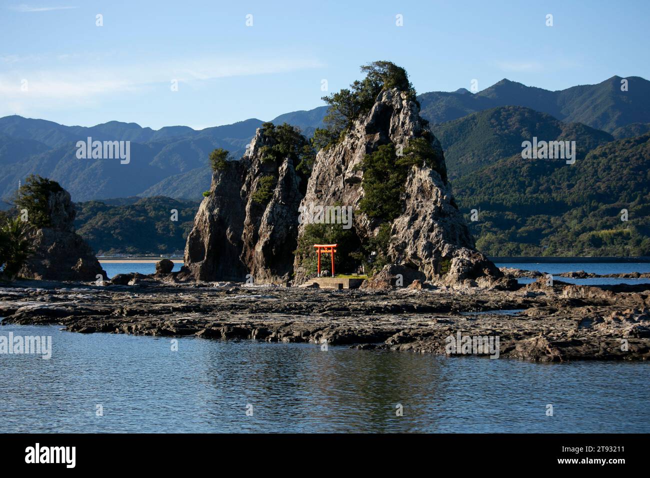 Views of Watano island and its torii gate from Nachikatsuura in Wakayama prefecture, Japan Stock ...