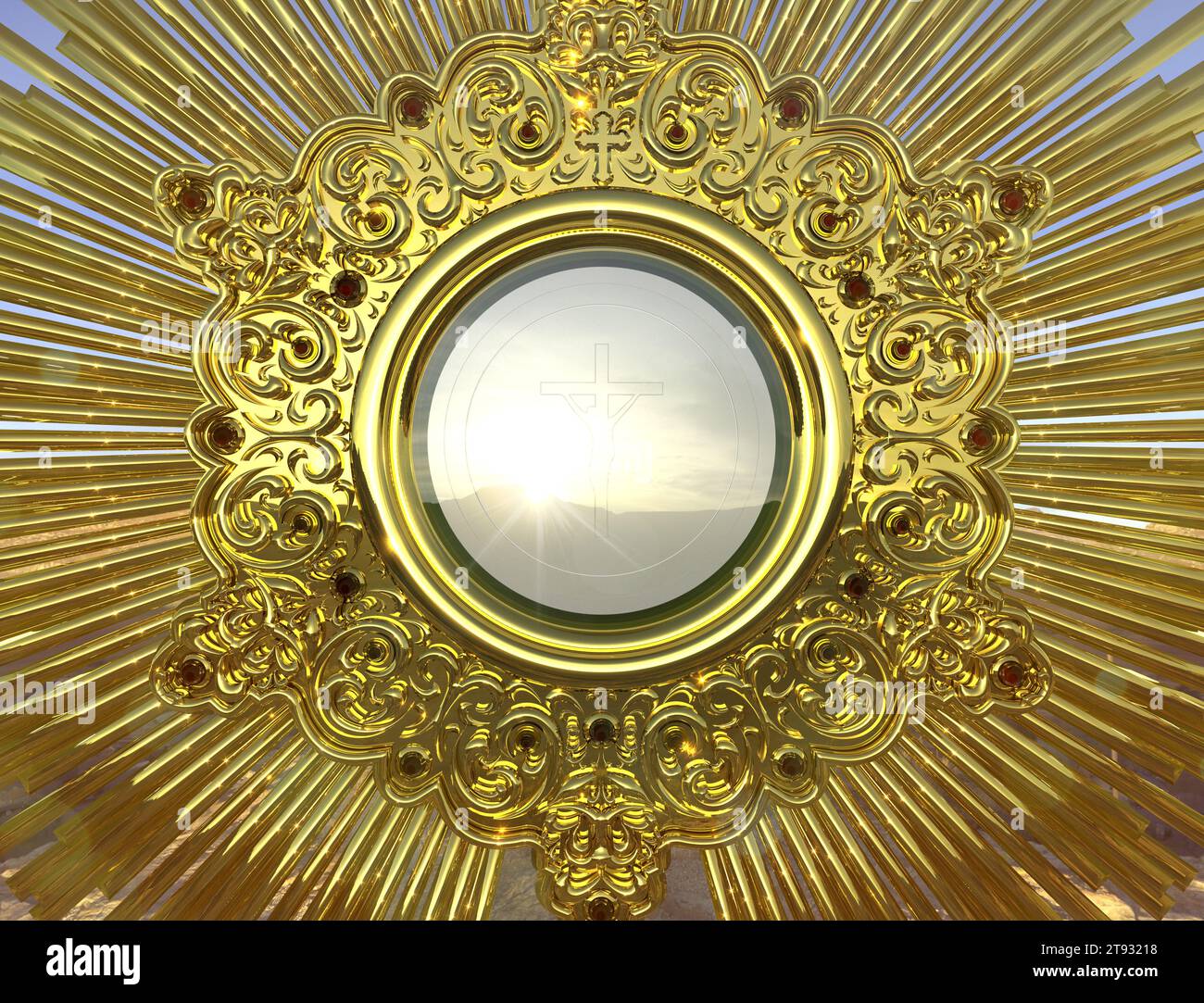 A monstrance containing the consecrated host, which is Our Lord Jesus ...