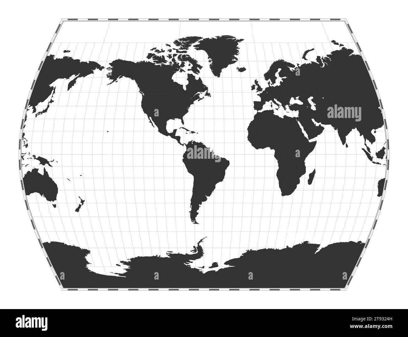 Vector world map. John Muir's Times projection. Plain world ...