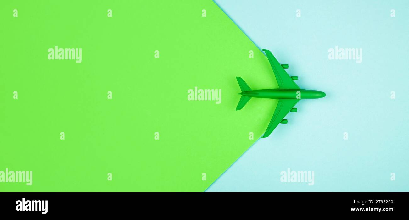 Sustainable aviation concept - green plane. Banner image, copy space ...