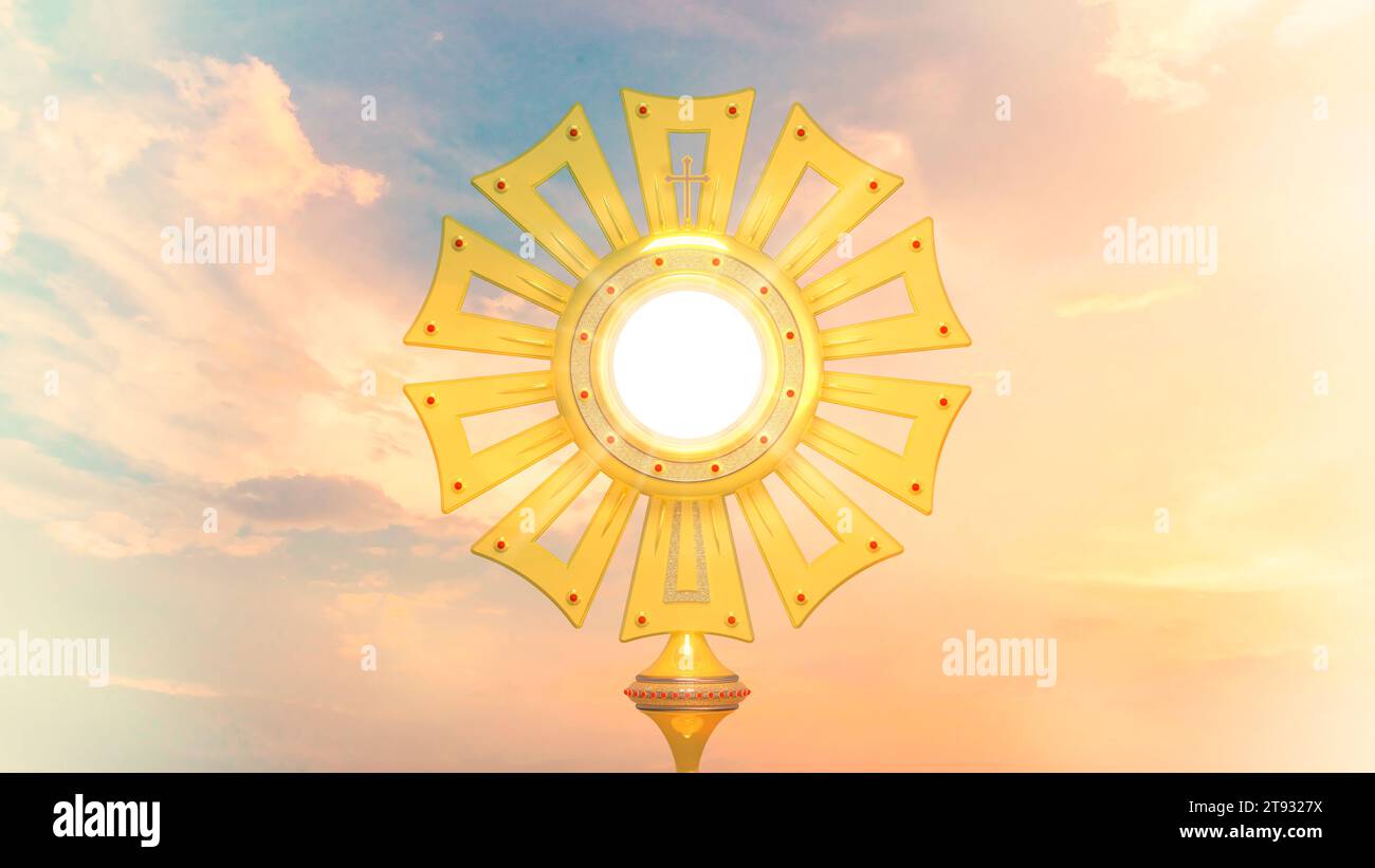 A monstrance containing the consecrated host, which is Our Lord Jesus ...