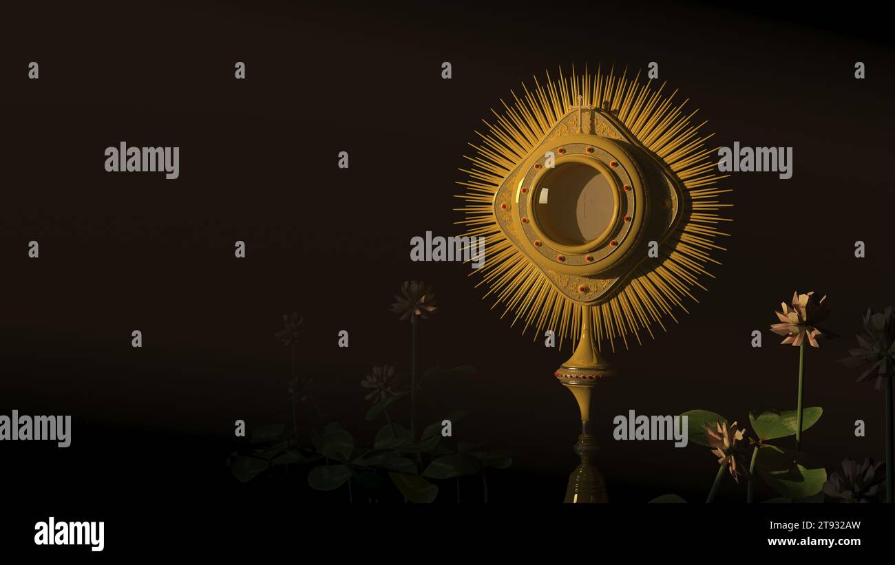 A monstrance containing the consecrated host, which is Our Lord Jesus ...