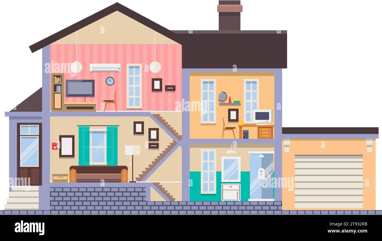 Cross section building plan Stock Vector Images - Alamy