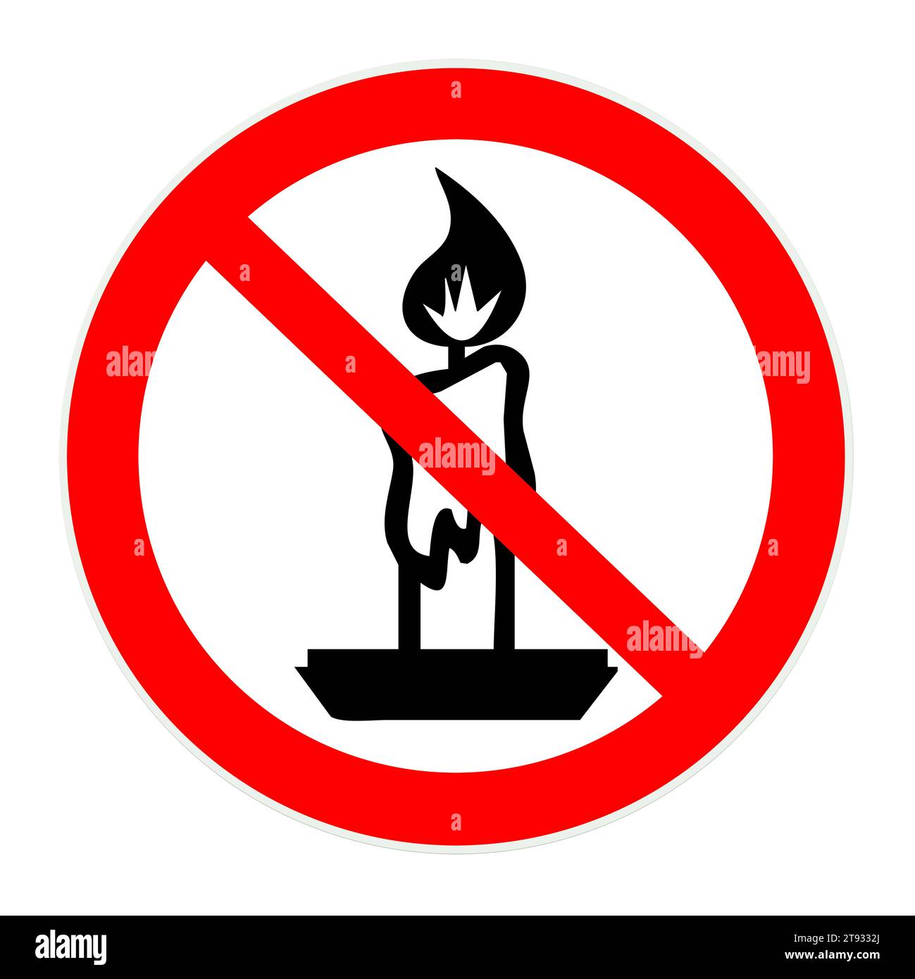 Prohibition sign with candle, 2D illustration Stock Photo - Alamy