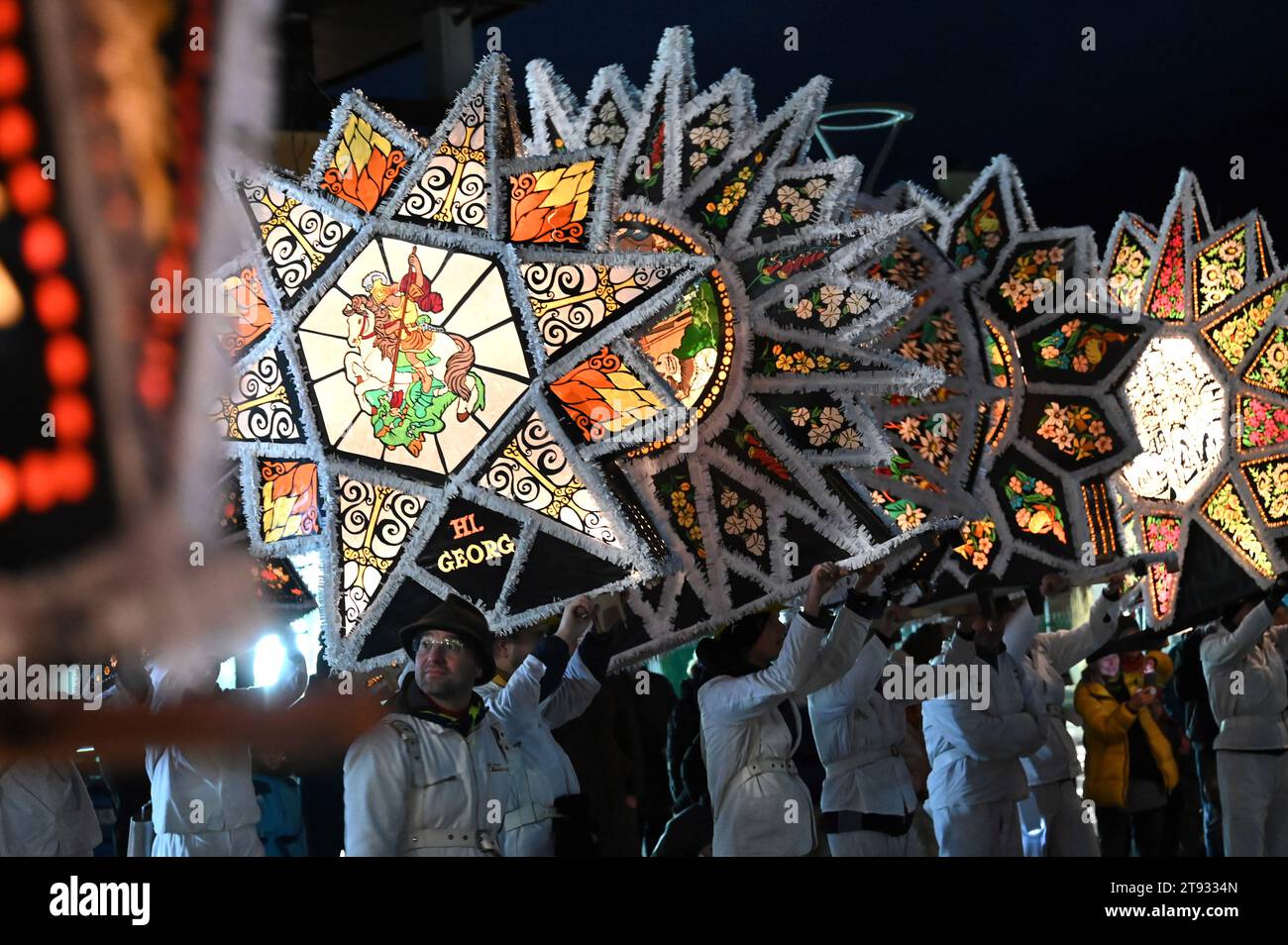 The Glöcklerlauf is an old custom around Lake Traunsee; men and women ...