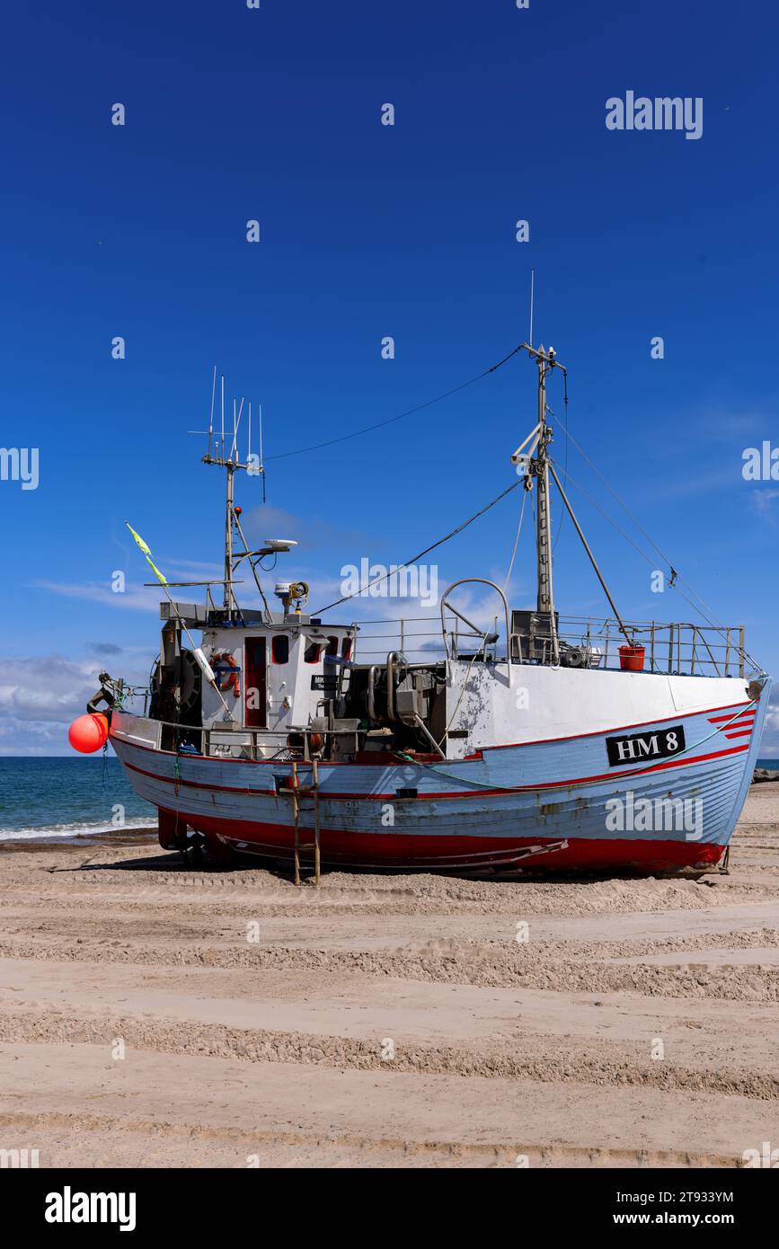 Fishing boats on the beach at Thorup Strand, Denmark Stock Photo - Alamy