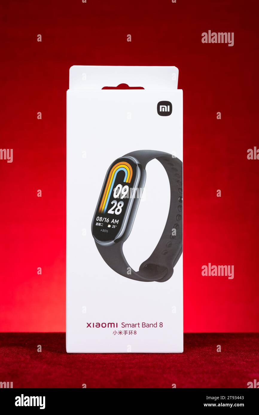 ZhongShan China-October 30,2023:outer box of XiaoMi Smart Band 8 at ...