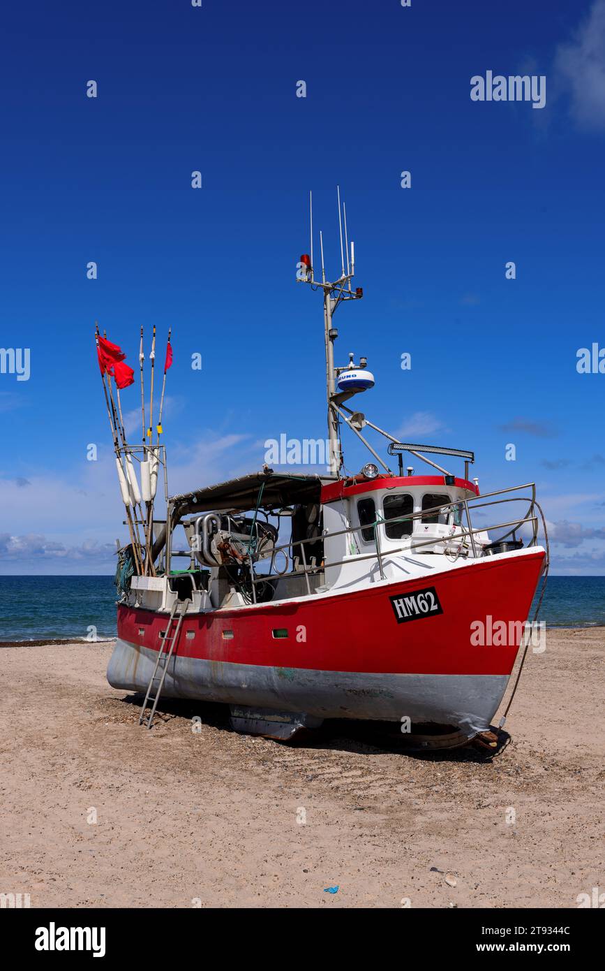 Fishing boats on the beach at Thorup Strand, Denmark Stock Photo - Alamy