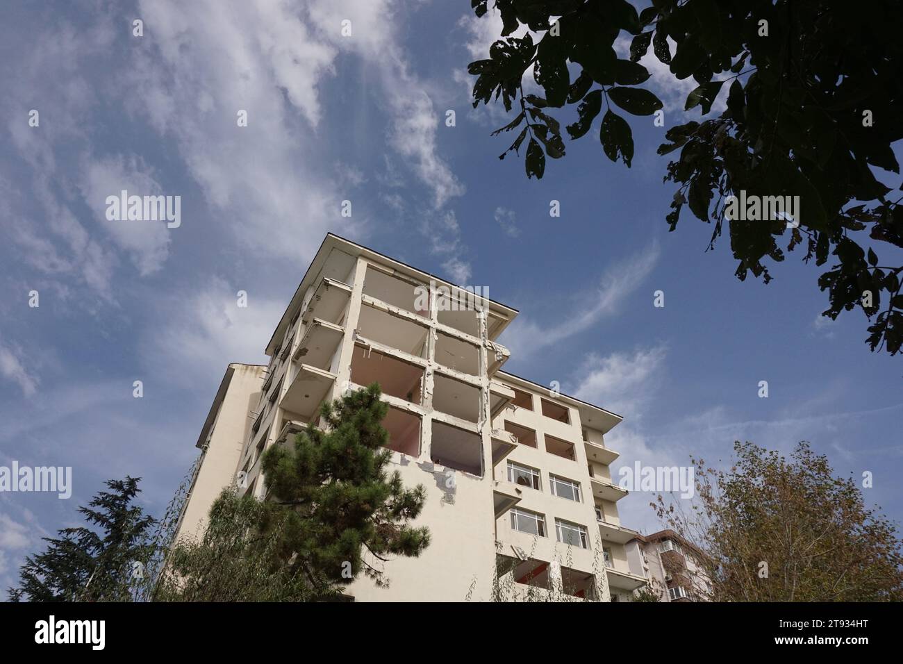 partially demolished building, apartment building to be converted Stock ...