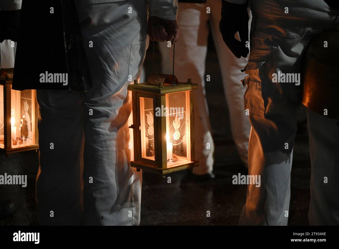 The Glöcklerlauf is an old custom around Lake Traunsee; men and women ...