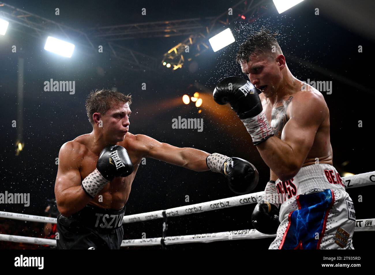 Newcastle, Australia. 22nd Nov, 2023. Nikita Tszyu (left) and Dylan ...