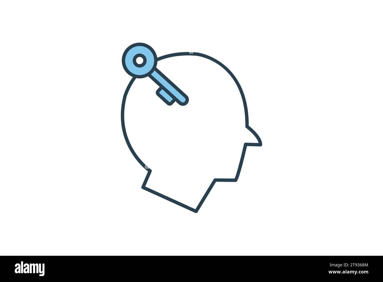 key ability icon. head with key. flat line icon style. simple vector ...