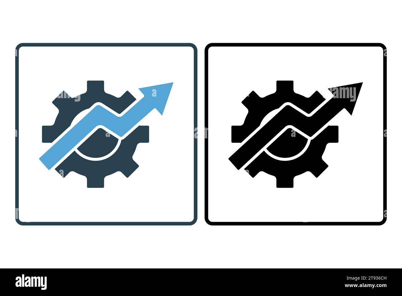 productivity icon. gear with up arrow. solid icon style. simple vector ...