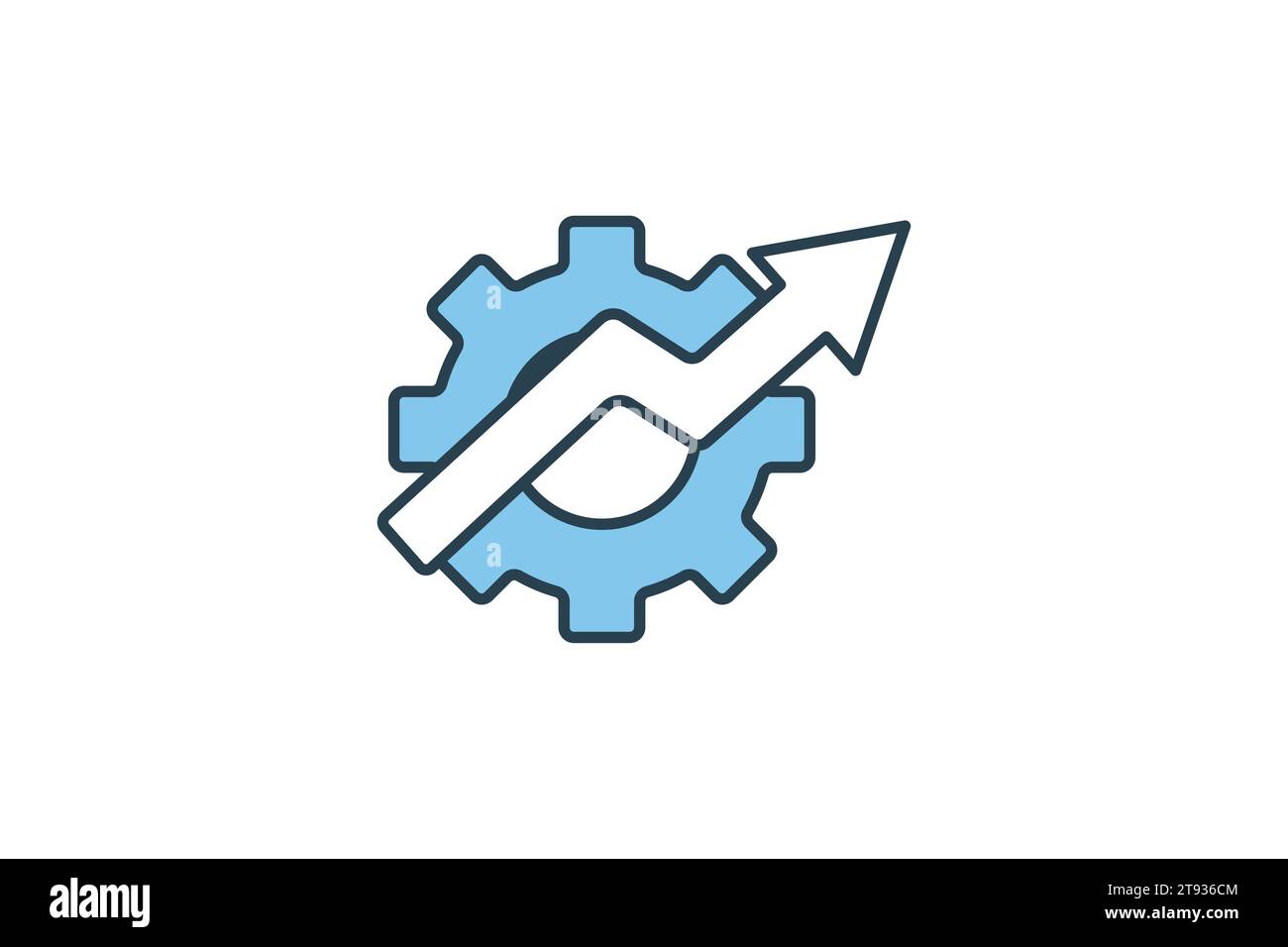 productivity icon. gear with up arrow. flat line icon style. simple vector design editable Stock ...