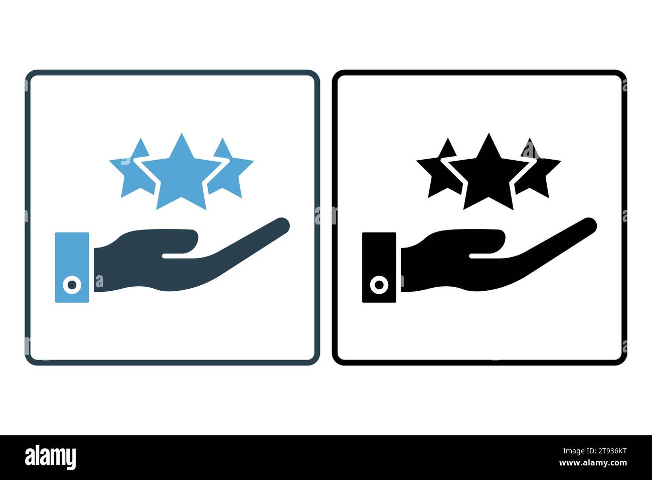 loyalty icon. hand and star. solid icon style. simple vector design ...