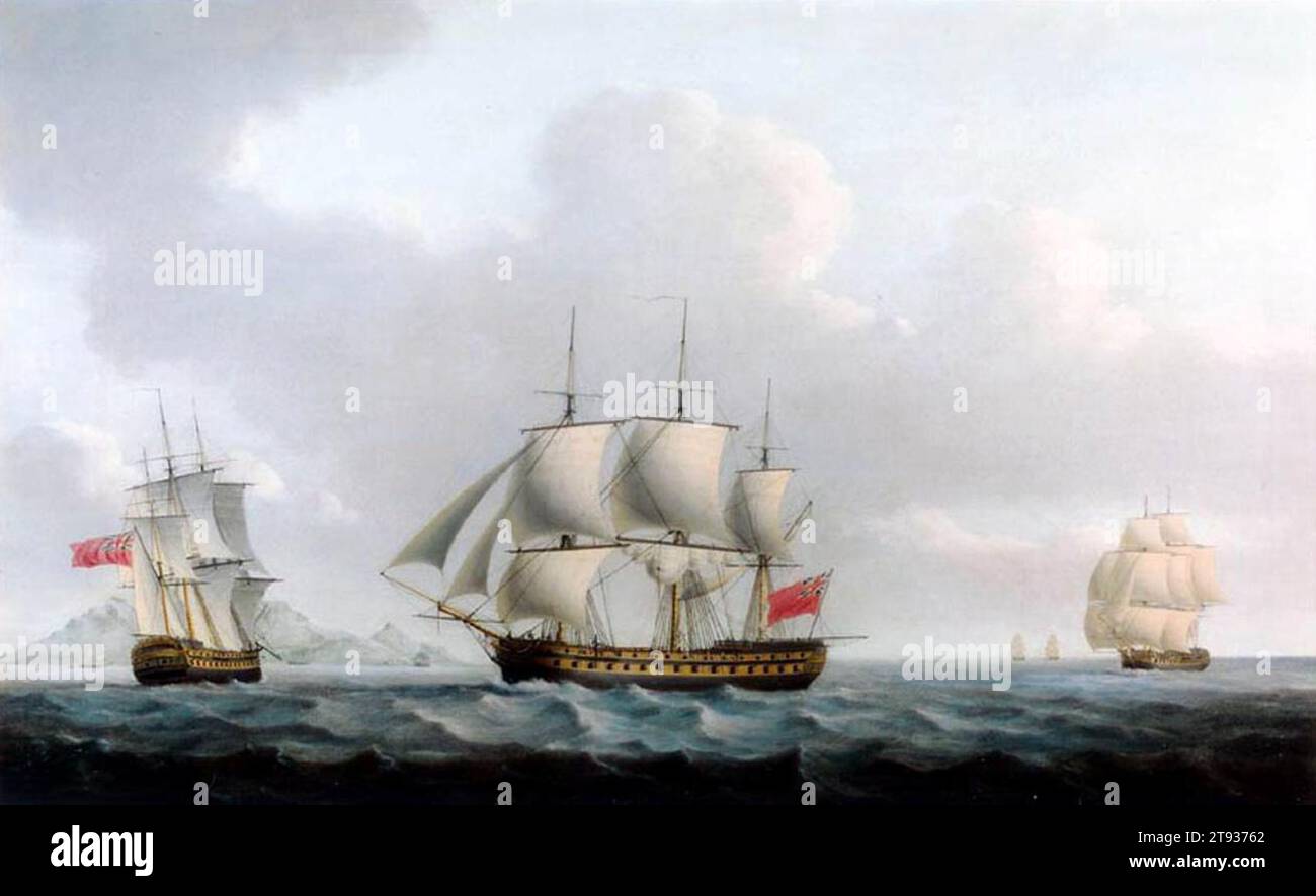 An English 3rd-Rate Ship of the Line in Three Positions - by William ...