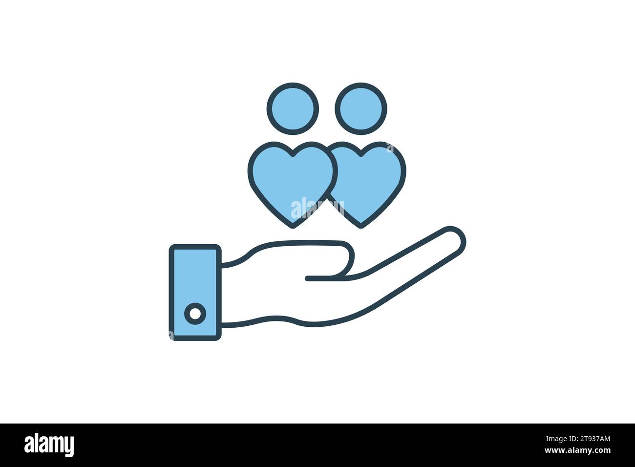 empathy icon. hand and human with heart. flat line icon style. simple ...
