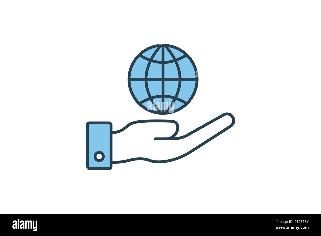 responsibility icon. hand and earth. flat line icon style. simple ...