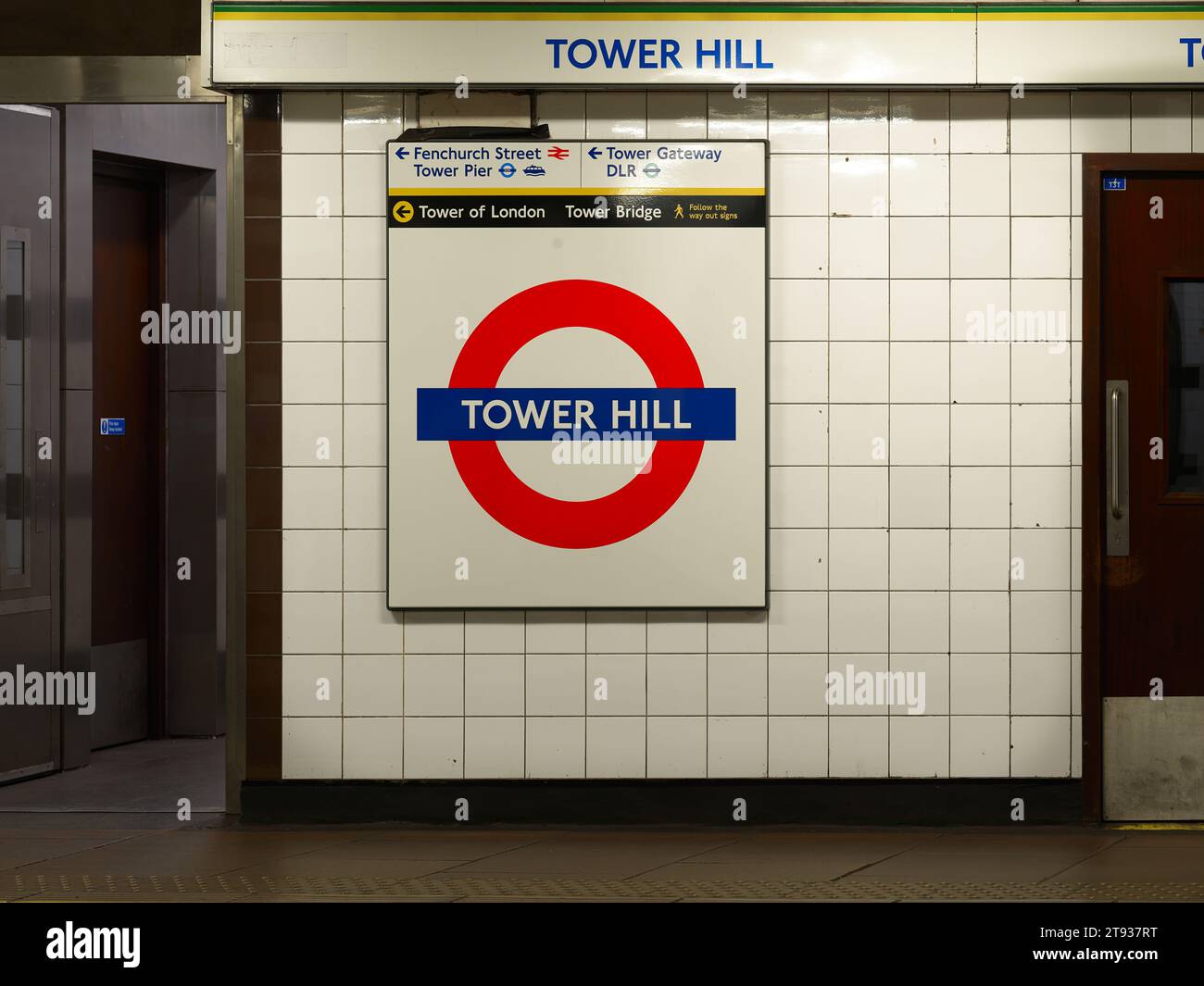 Tower Hill rail station on the underground railway in London, England ...