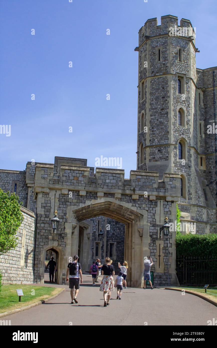 15 June 2023 Part of the gardens and towers of the ancient Windsor Castle Royal residence in the ...
