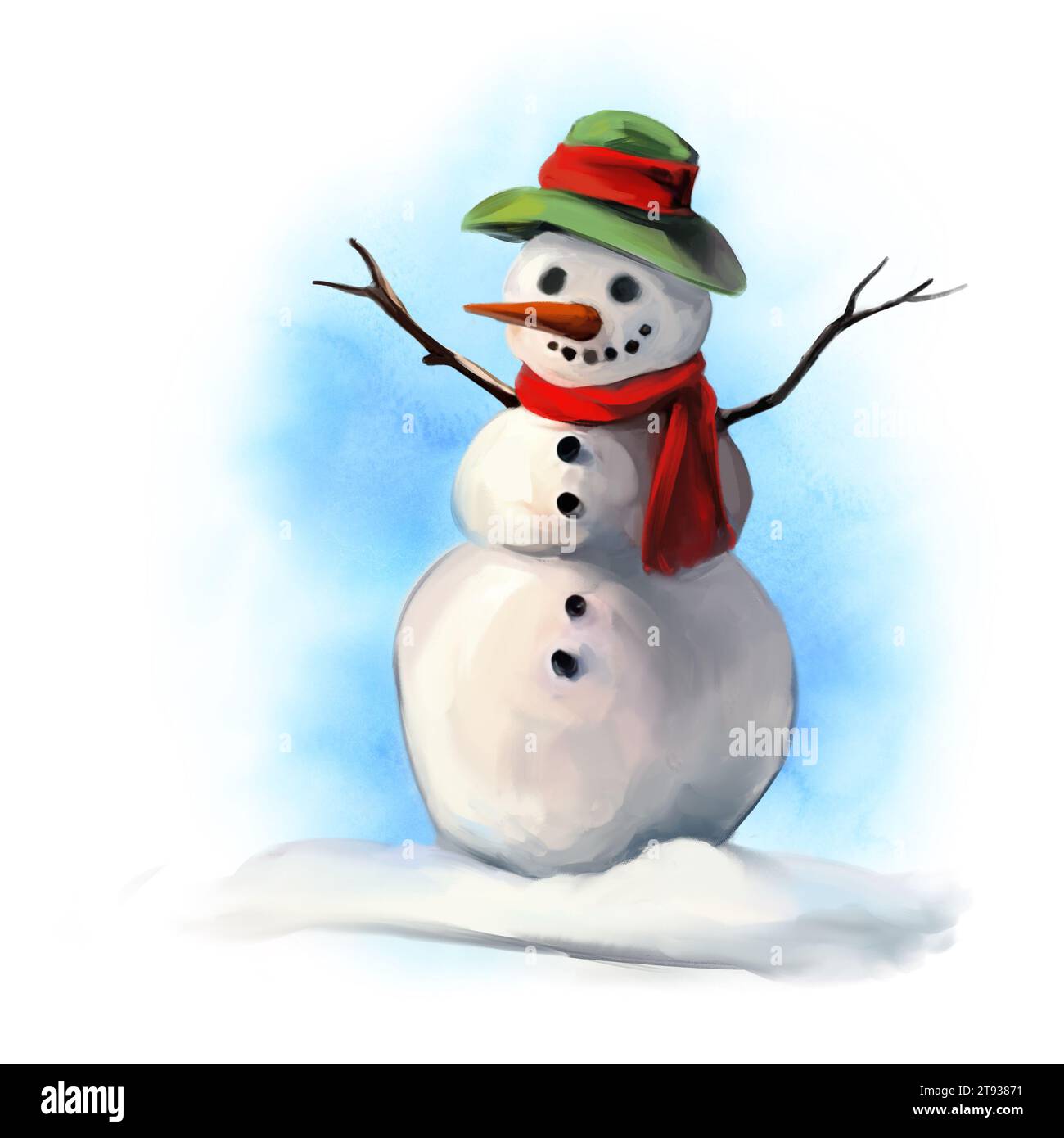 christmas snowman festive Christmas character, art illustration painted ...