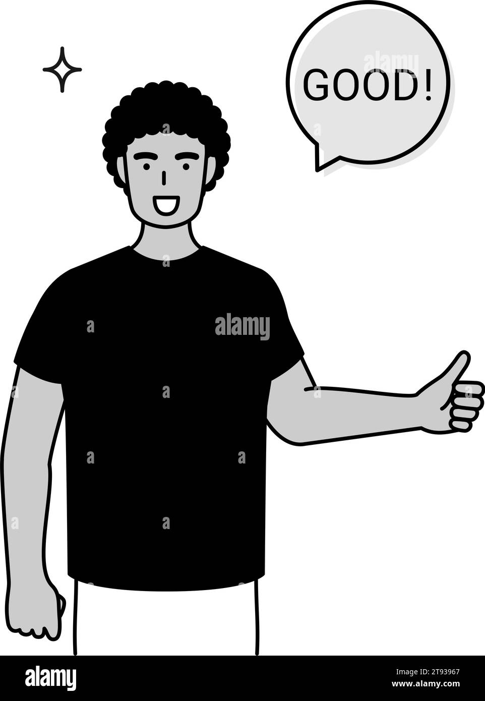 Gesture of GOOD, young black man giving thumbs up, Vector Illustration ...