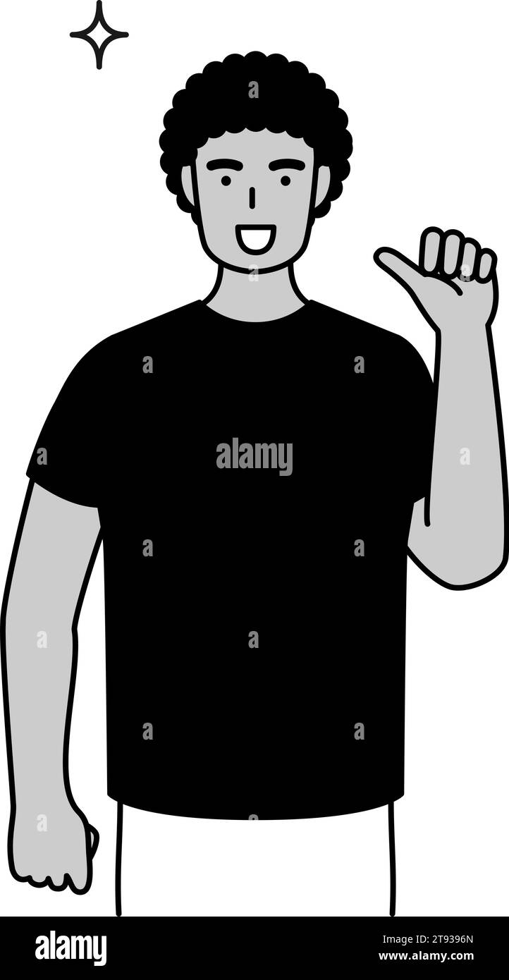 Young Black Man pointing to himself with thumb, Vector Illustration ...